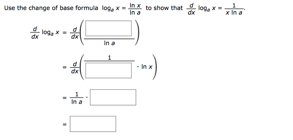 Solved 1 loga X dx Use the change of base formula loga x = | Chegg.com