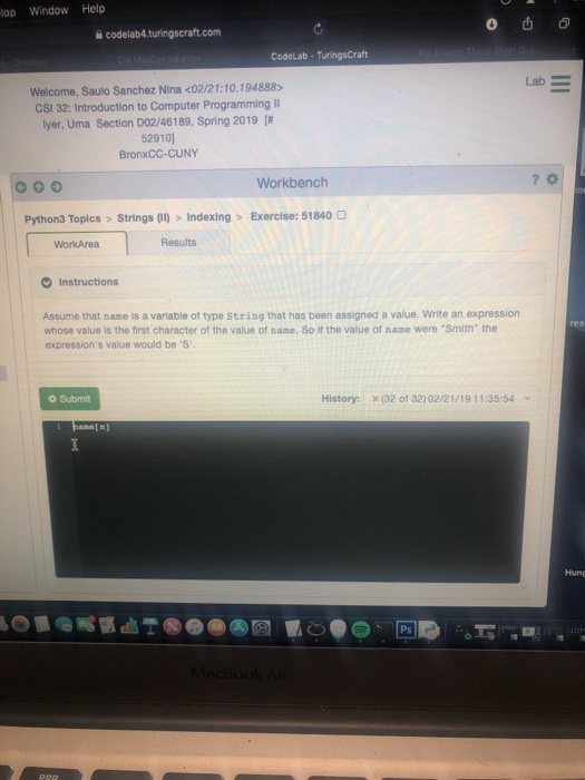 Solved op Window Help codelab4.turingscraft.com Codelab | Chegg.com