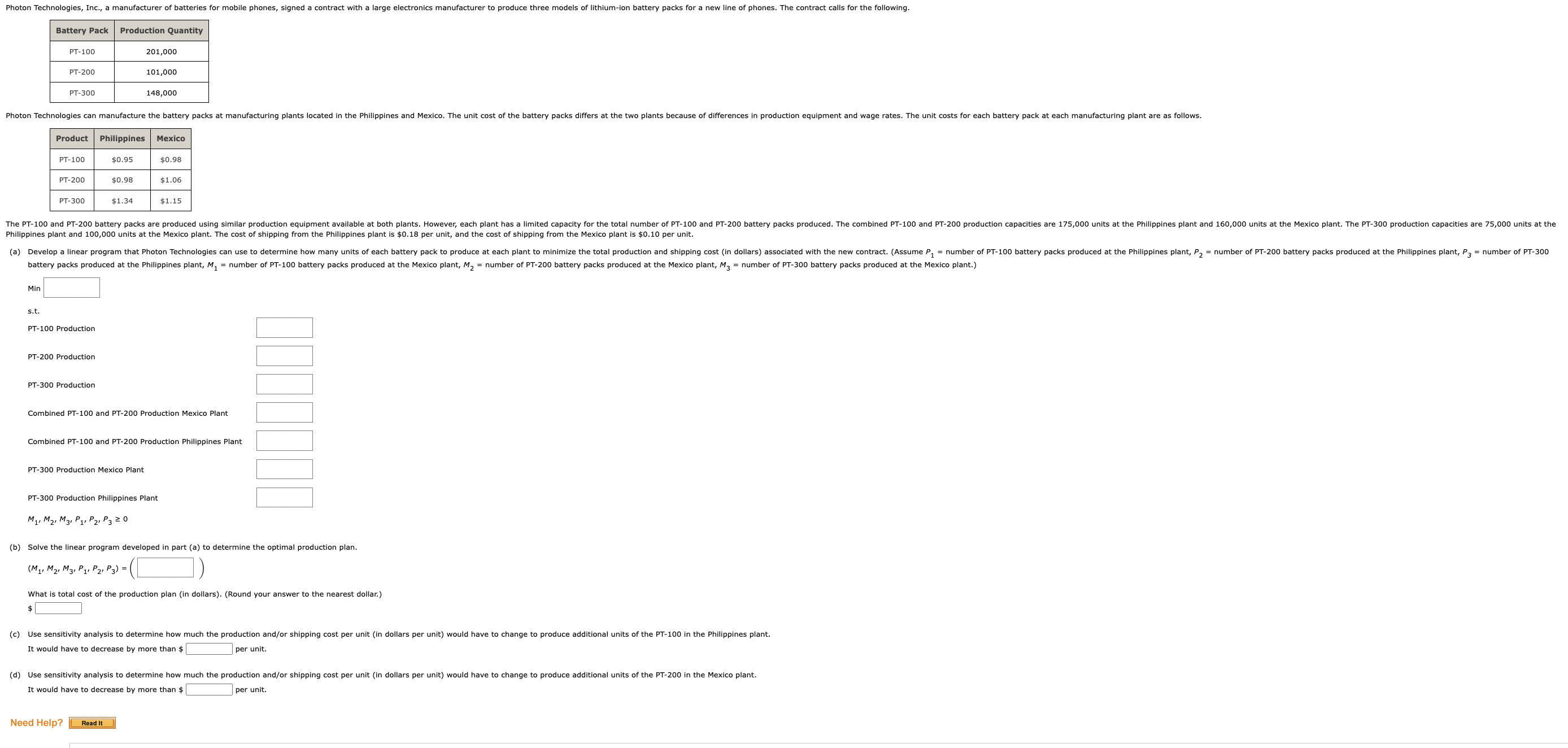 Solved (b) Solve the linear program developed in part (a) to | Chegg.com