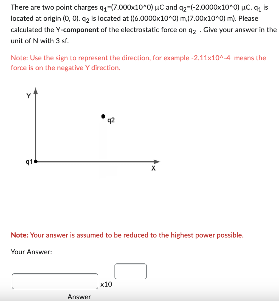 Solved There are two point charges q1=(7.000×10∧0)μC and | Chegg.com