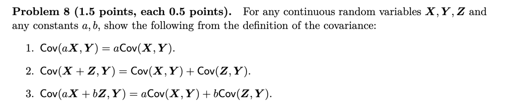 Solved Problem 8 (1.5 ﻿points, each 0.5 ﻿points). ﻿For any | Chegg.com