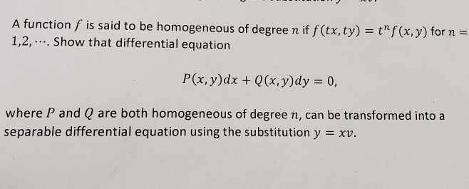 Solved A function f is said to be homogeneous of degree n if | Chegg.com