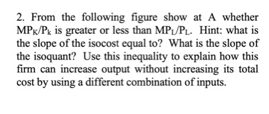 Solved 2. From the following figure show at A whether MPK/PK | Chegg.com