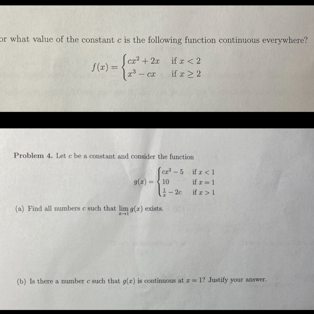 Solved or what value of the constant c is the following | Chegg.com