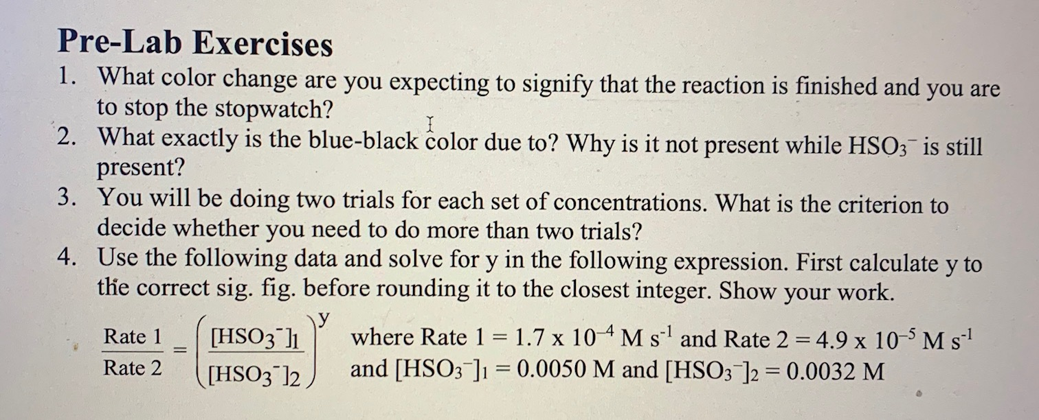 Pre-Lab Exercises 1. What color change are you | Chegg.com
