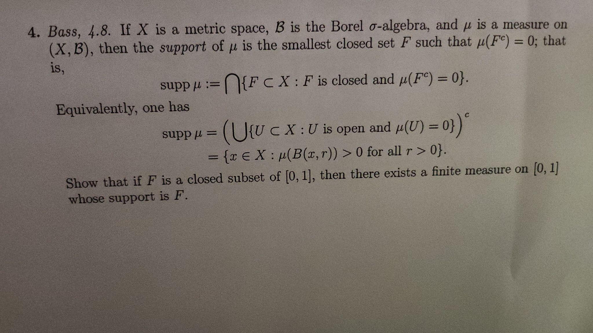 Solved 4. Bass, 4.8. If X is a metric space, B is the Borel | Chegg.com