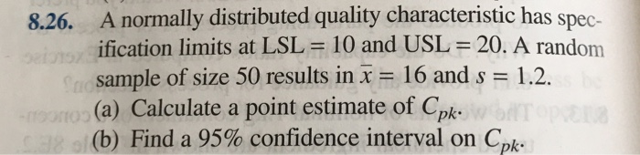 Solved A normally distributed quality characteristic has | Chegg.com