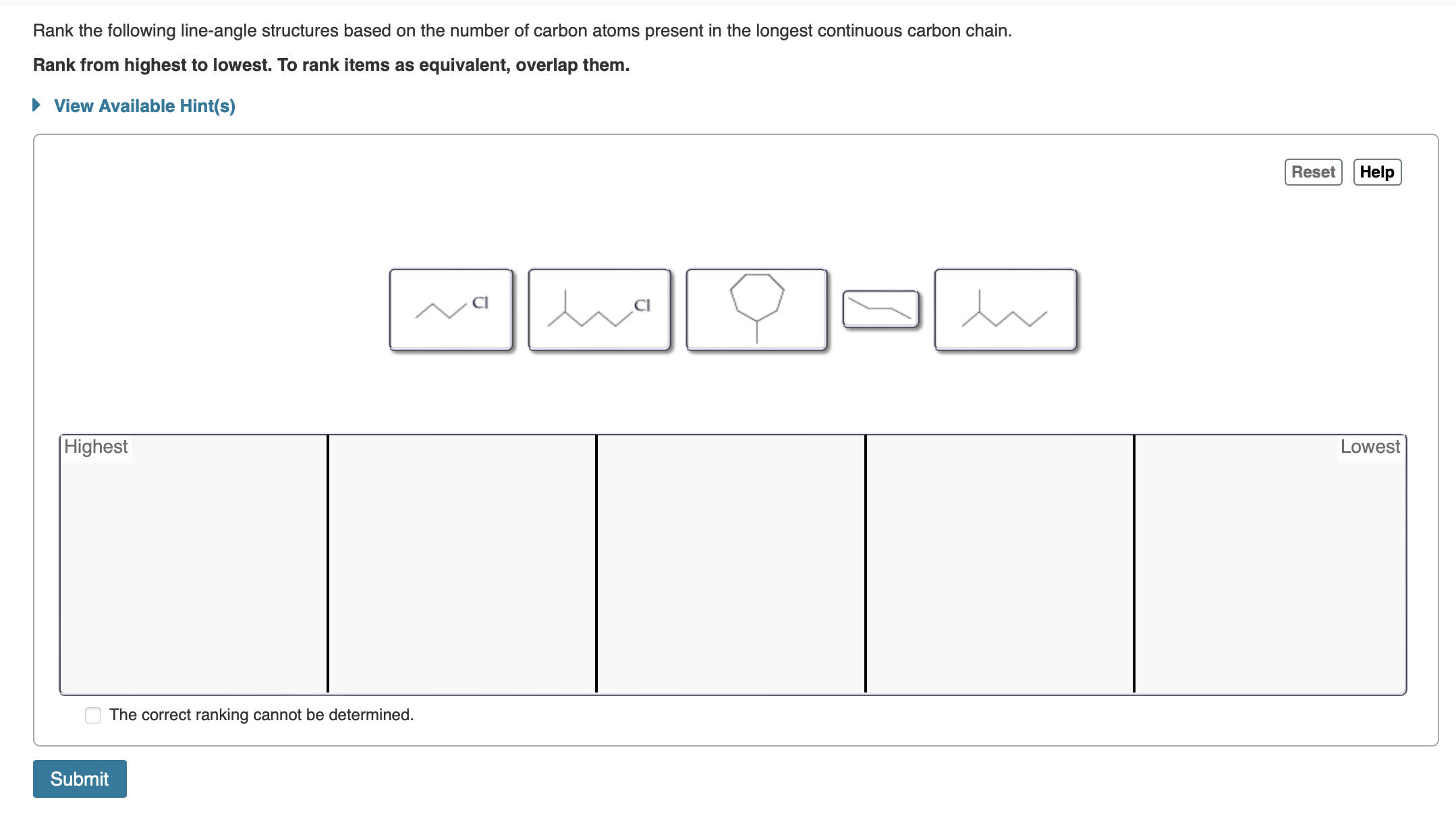 Solved Rank the following line-angle structures based on the | Chegg.com