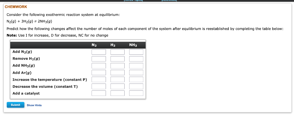 Solved Consider the following exothermic reaction system at | Chegg.com
