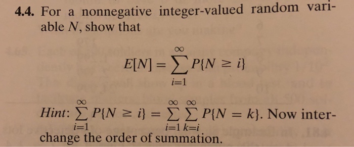Solved 4.4. For a nonnegative integer-valued random vari | Chegg.com