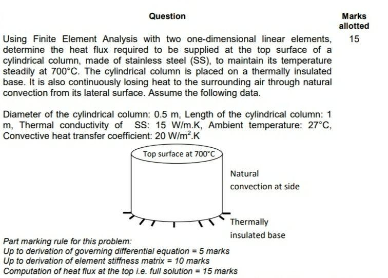 Solved Question Marks allotted 15 Using Finite Element | Chegg.com