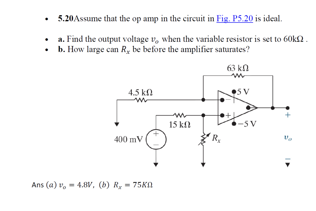 Solved - 5.20Assume that the op amp in the circuit in Fig. | Chegg.com