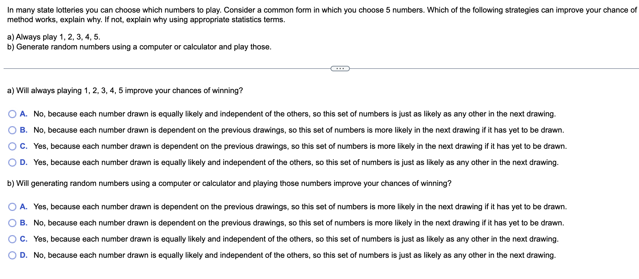 Solved In many state lotteries you can choose which numbers | Chegg.com