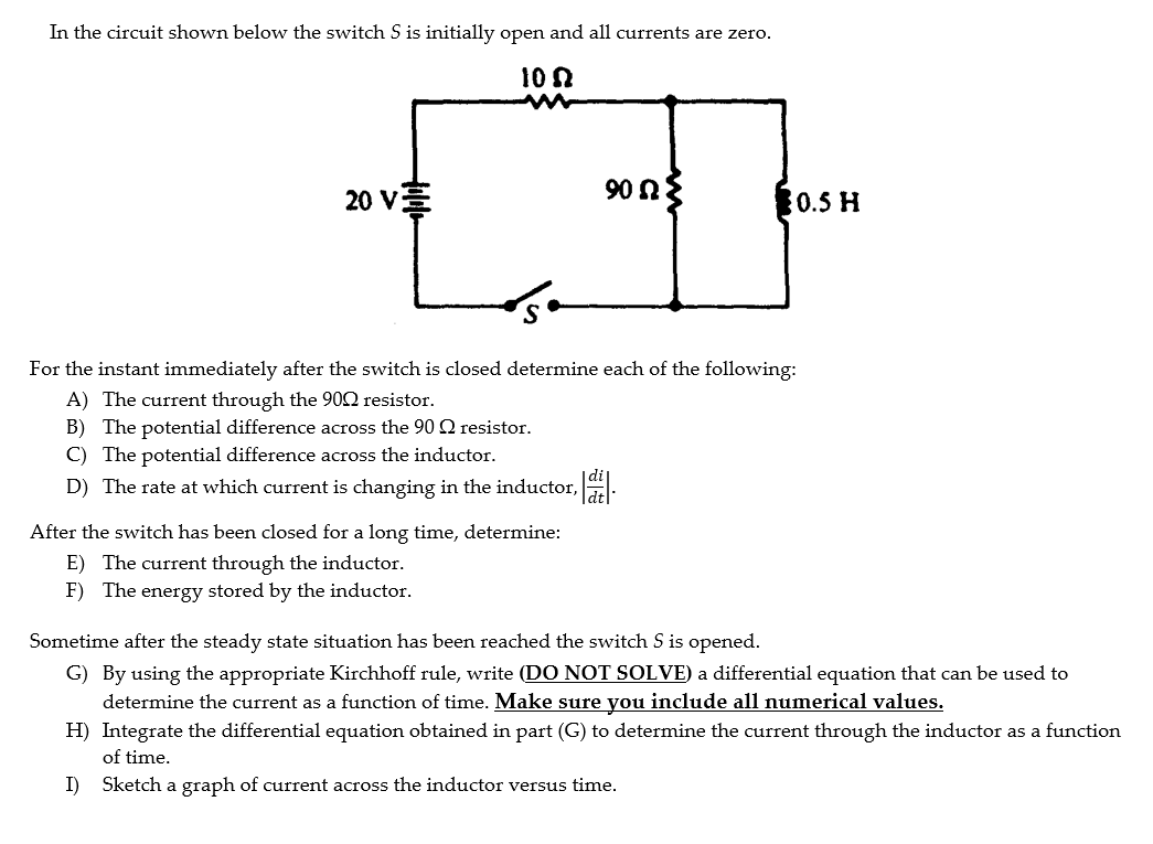 Solved In the circuit shown below the switch S ﻿is initially | Chegg.com