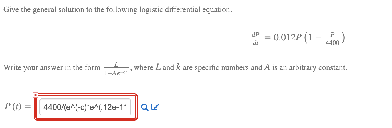 Solved Give the general solution to the following logistic | Chegg.com