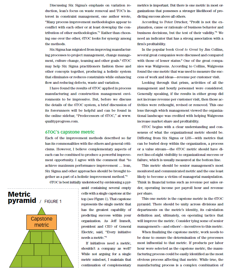 Solved Six Sigma is a widely used set of business operation | Chegg.com
