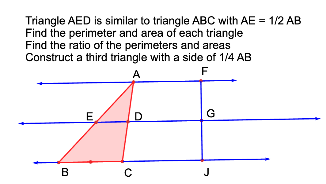 Solved Triangle AED is similar to triangle ABC with AE = 1/2 | Chegg.com