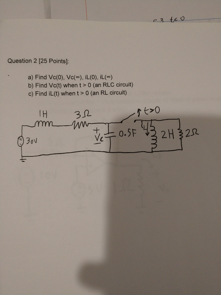 Solved Find Vc(0), Vc(infinity), iL(0), iL(infinity) Find | Chegg.com