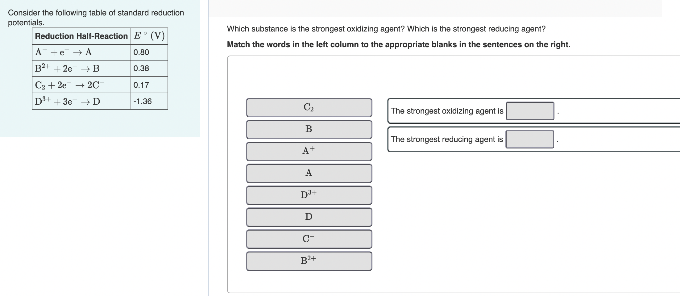 Solved Consider the following table of standard reduction | Chegg.com