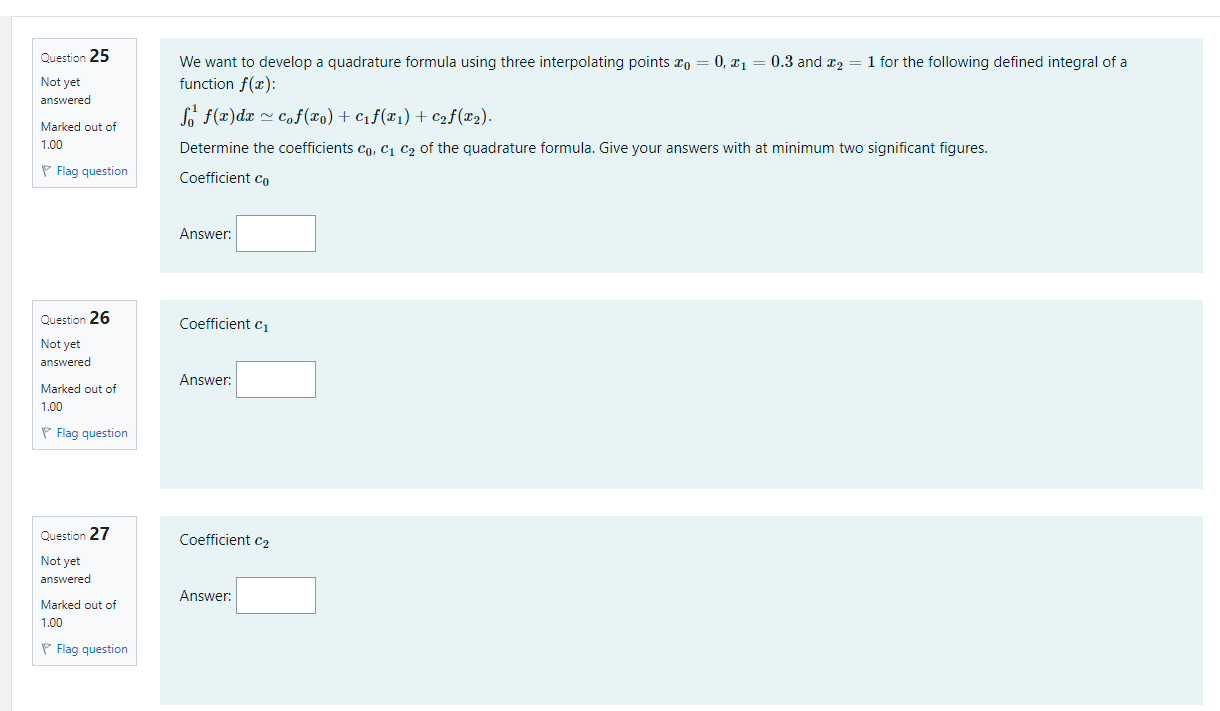 Solved We want to develop a quadrature formula using three | Chegg.com