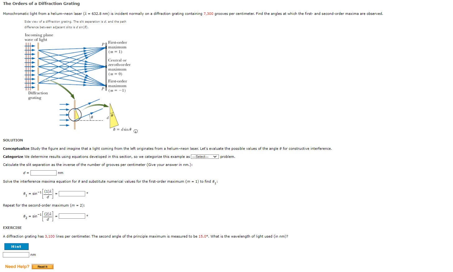 Solved The Orders Of A Diffraction Grating Monochromatic