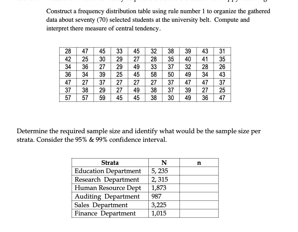 Solved Construct a frequency distribution table using rule | Chegg.com
