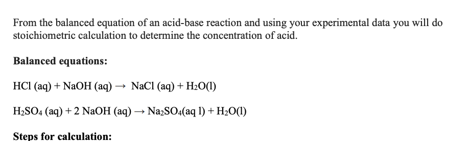 Solved From the balanced equation of an acid-base reaction | Chegg.com