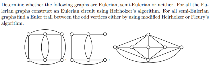 Solved Determine Whether The Following Graphs Are Eulerian 