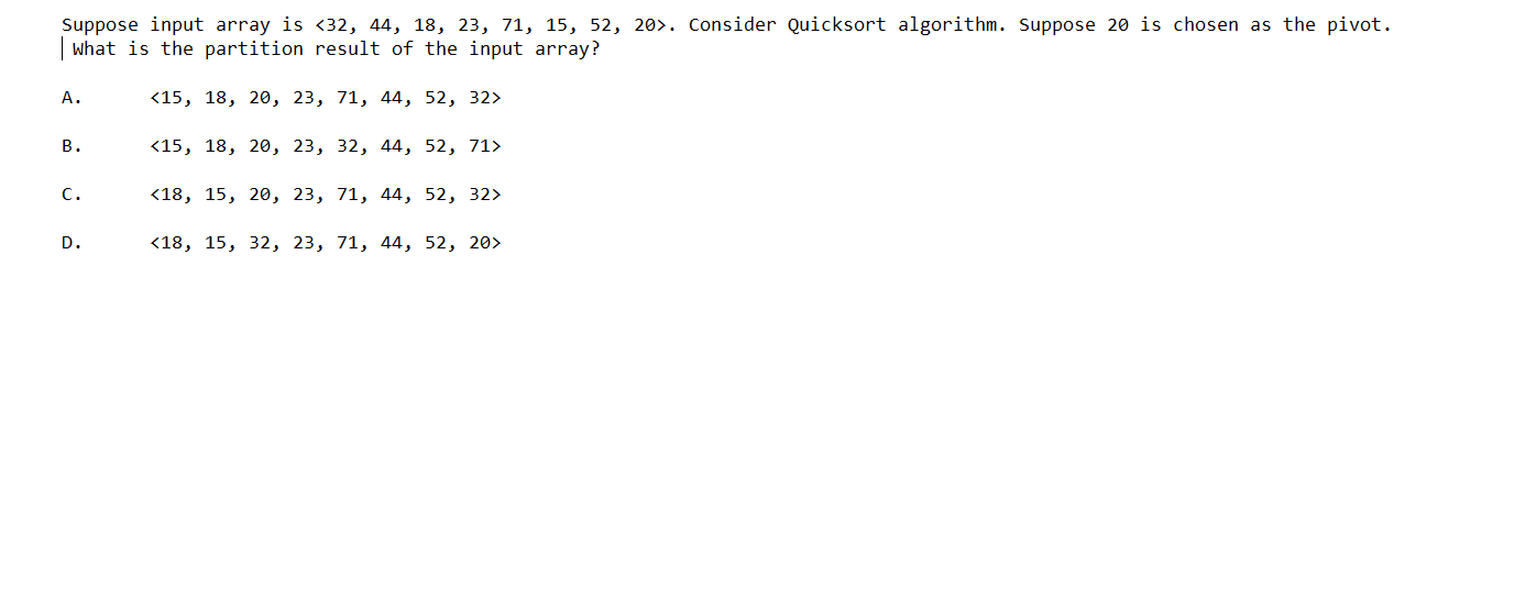 Solved Suppose input array is