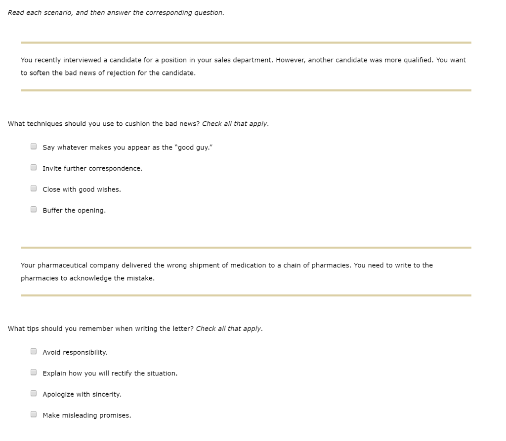 Solved Read each scenario, and then answer the corresponding | Chegg.com Solved Read each scenario, and then answer the corresponding | Chegg.com