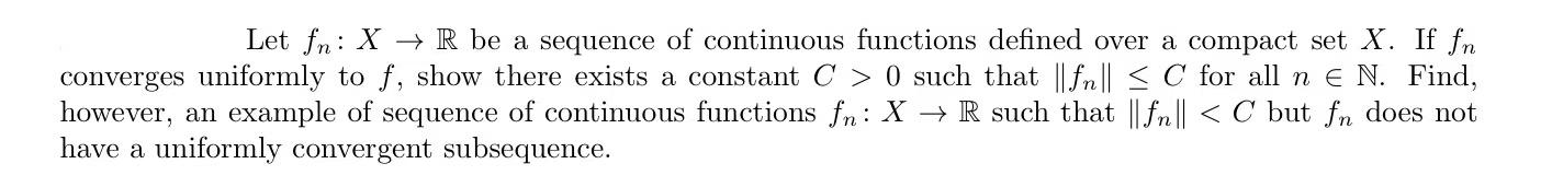 Solved Let fn: X + R be a sequence of continuous functions | Chegg.com