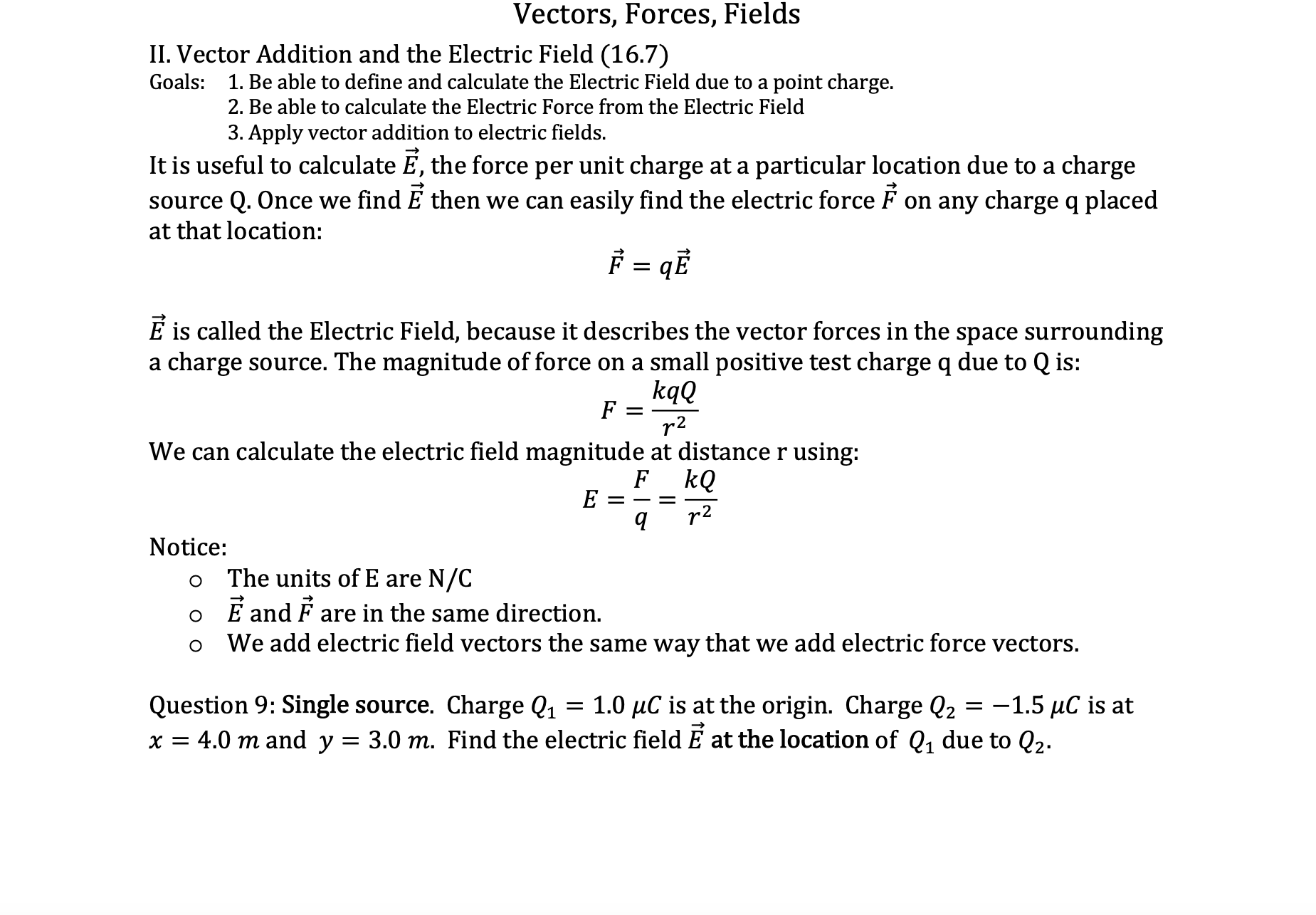 Solved Vectors, Forces, FieldsII. ﻿Vector Addition and the | Chegg.com