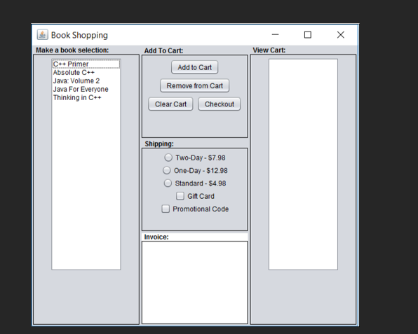 Solved Shopping Cart System for a Bookstore Make an | Chegg.com
