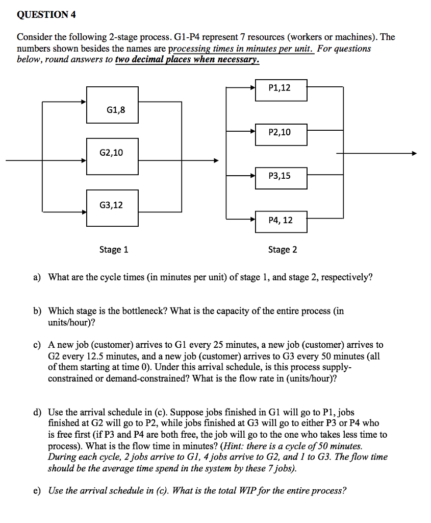 Solved QUESTION 4 Consider the following 2-stage process. | Chegg.com