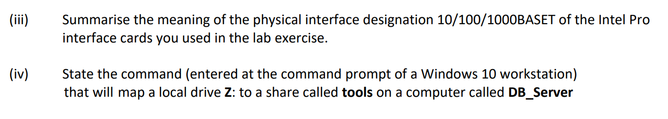 Solved (iii) Summarise the meaning of the physical interface | Chegg.com