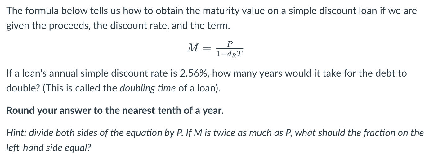 Solved The formula below tells us how to obtain the maturity | Chegg.com