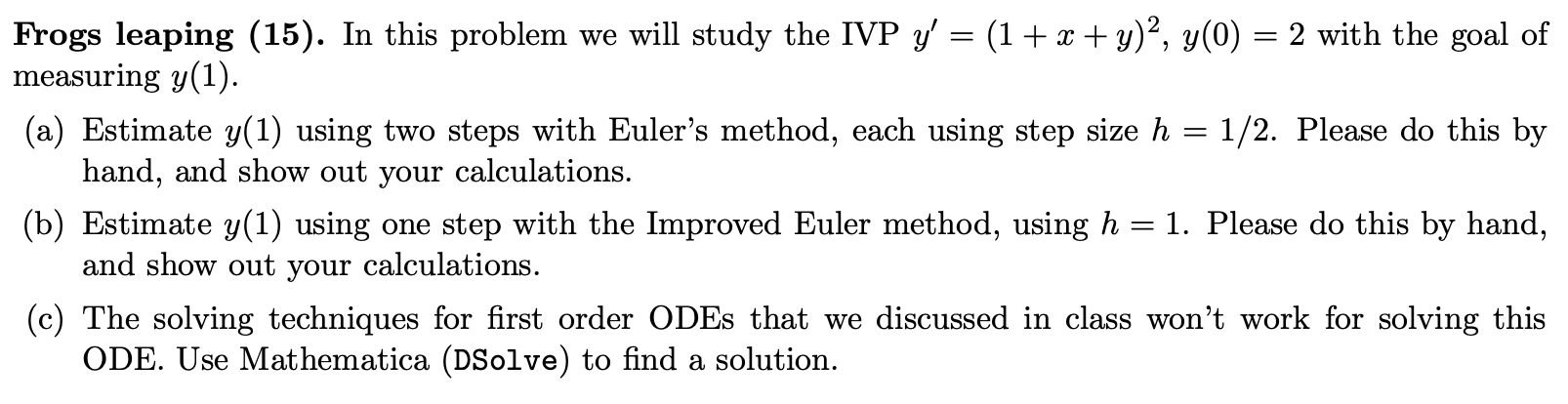Solved = = Frogs leaping (15). In this problem we will study | Chegg.com