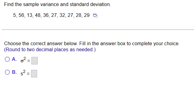 Solved Find the sample variance and standard deviation. | Chegg.com