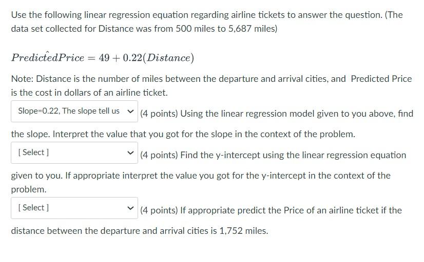 Solved Use the following linear regression equation | Chegg.com