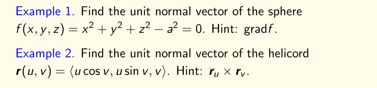 Solved Example 1. Find the unit normal vector of the sphere | Chegg.com