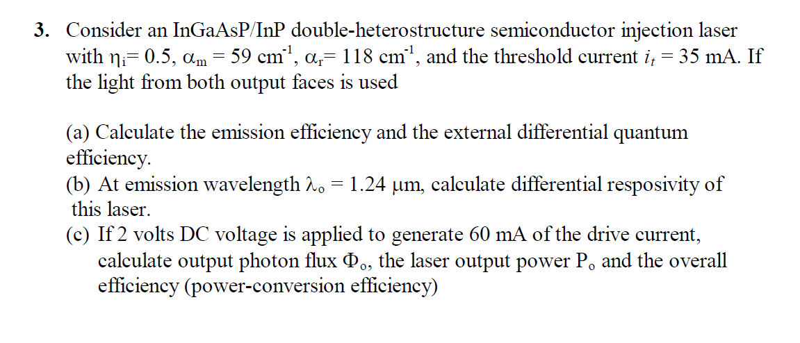 Solved 3. Consider an InGaAsP/InP double-heterostructure | Chegg.com