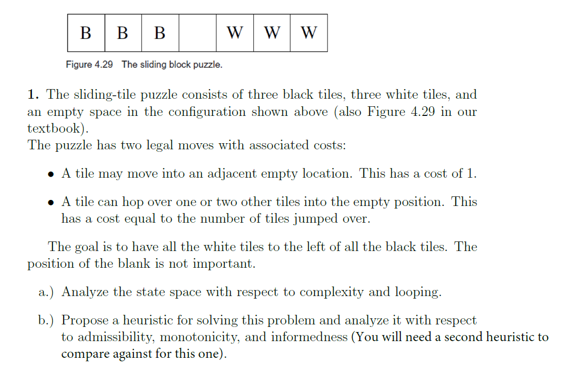 Solved B | B B W W W Figure 4.29 The sliding block puzzle. | Chegg.com