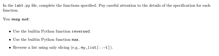 Solved In the lab1.py file, complete the functions | Chegg.com
