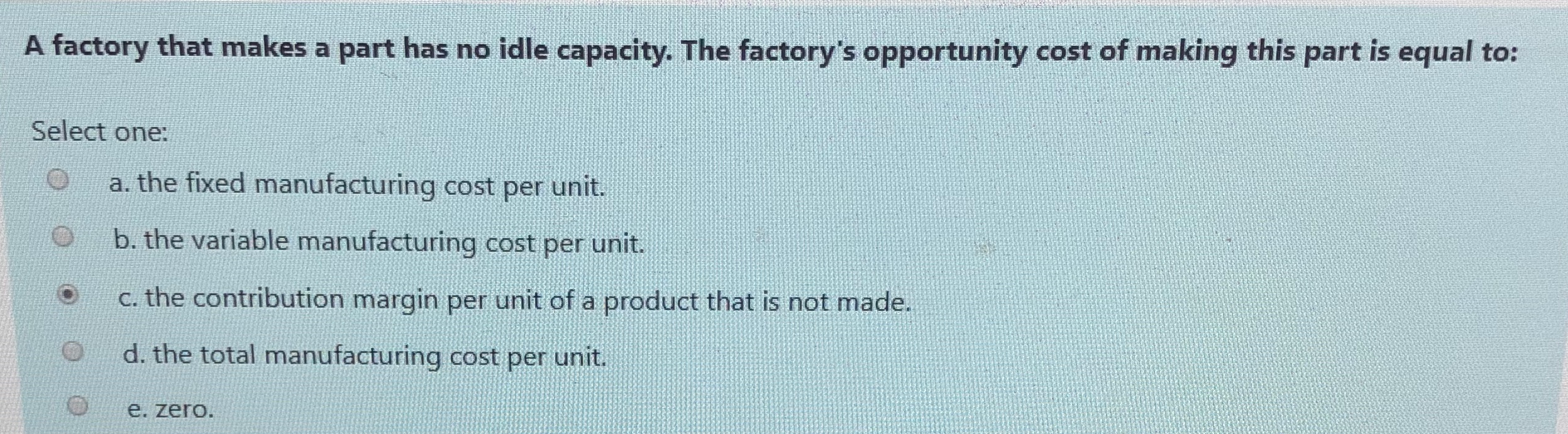 Solved A factory that makes a part has no idle capacity. The | Chegg.com