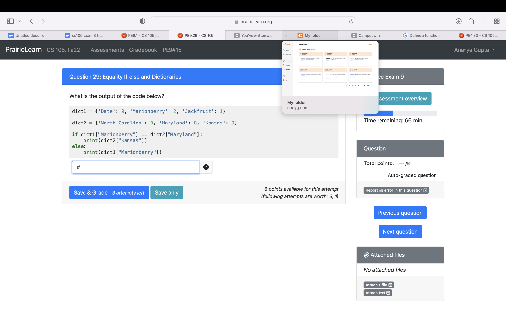 Solved What is the output of the code below? My folder 6 | Chegg.com