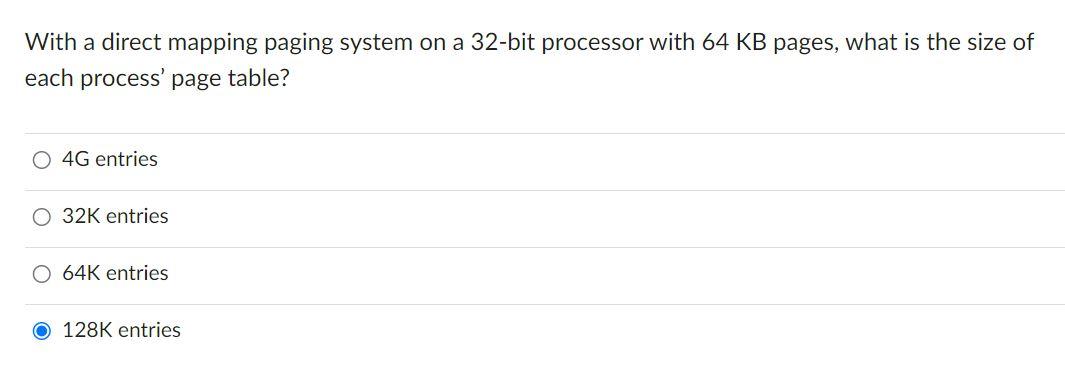 Solved With a direct mapping paging system on a 32-bit | Chegg.com