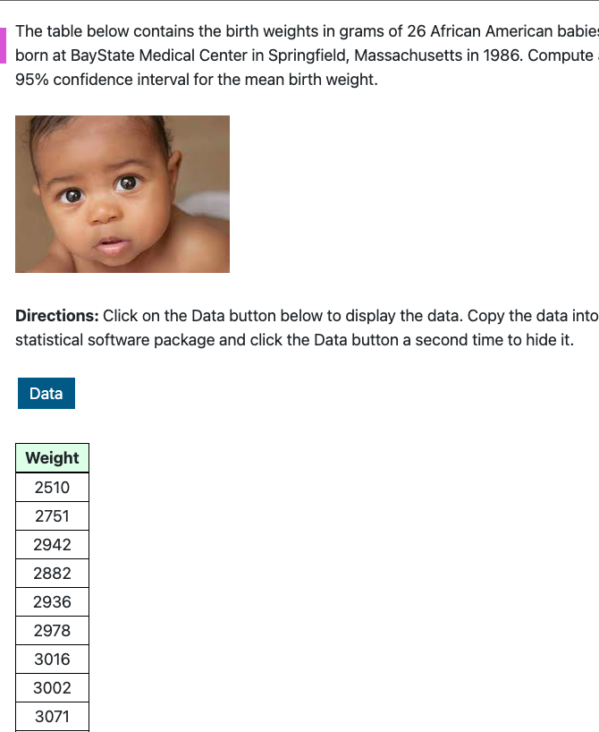 Solved The table below contains the birth weights in grams | Chegg.com