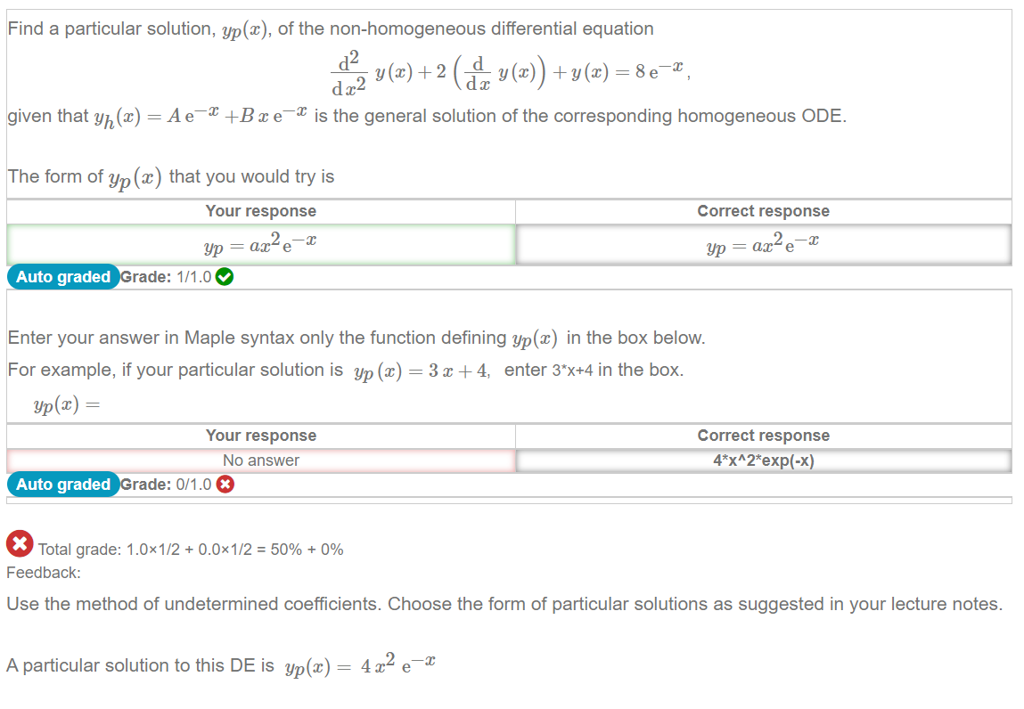 Solved Find a particular solution, yp(x), of the | Chegg.com