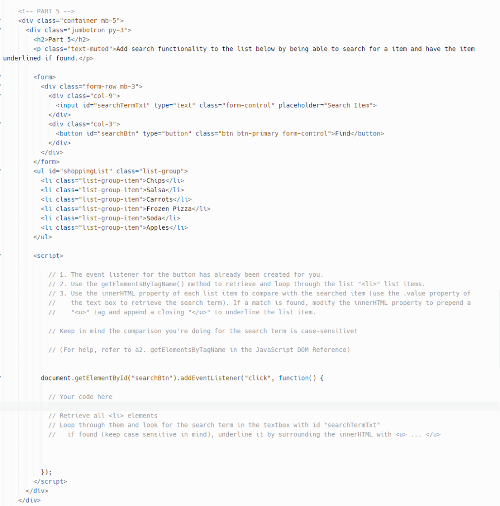 Solved 1/ Loon through them and look for the search term in | Chegg.com