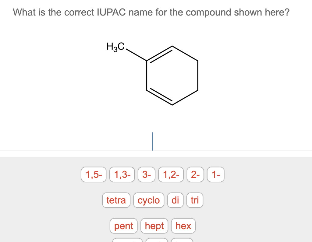 Solved What is the correct IUPAC name for the compound shown | Chegg.com